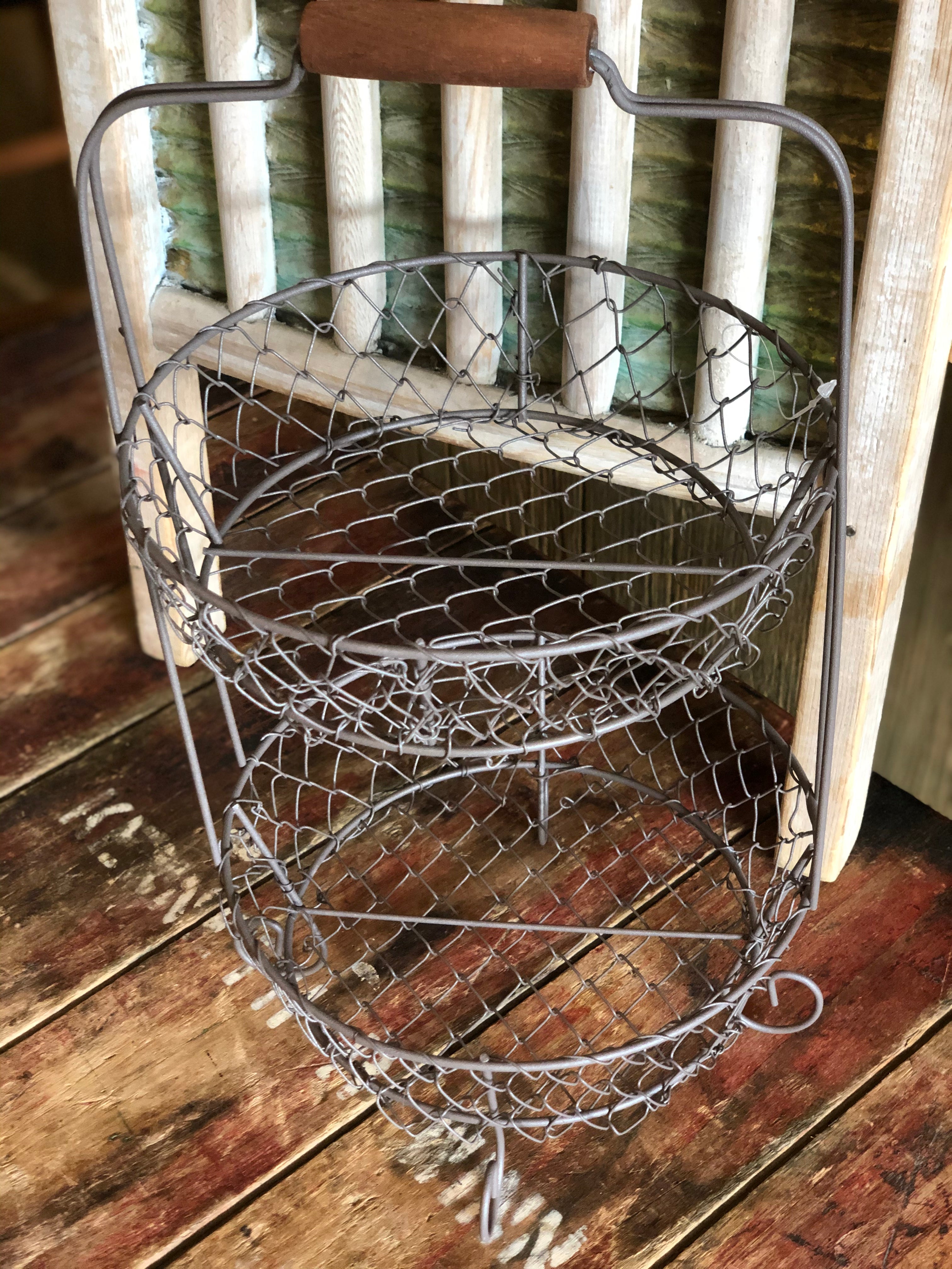 Two Tier Round Wire Basket – Cross H Tack & Decor