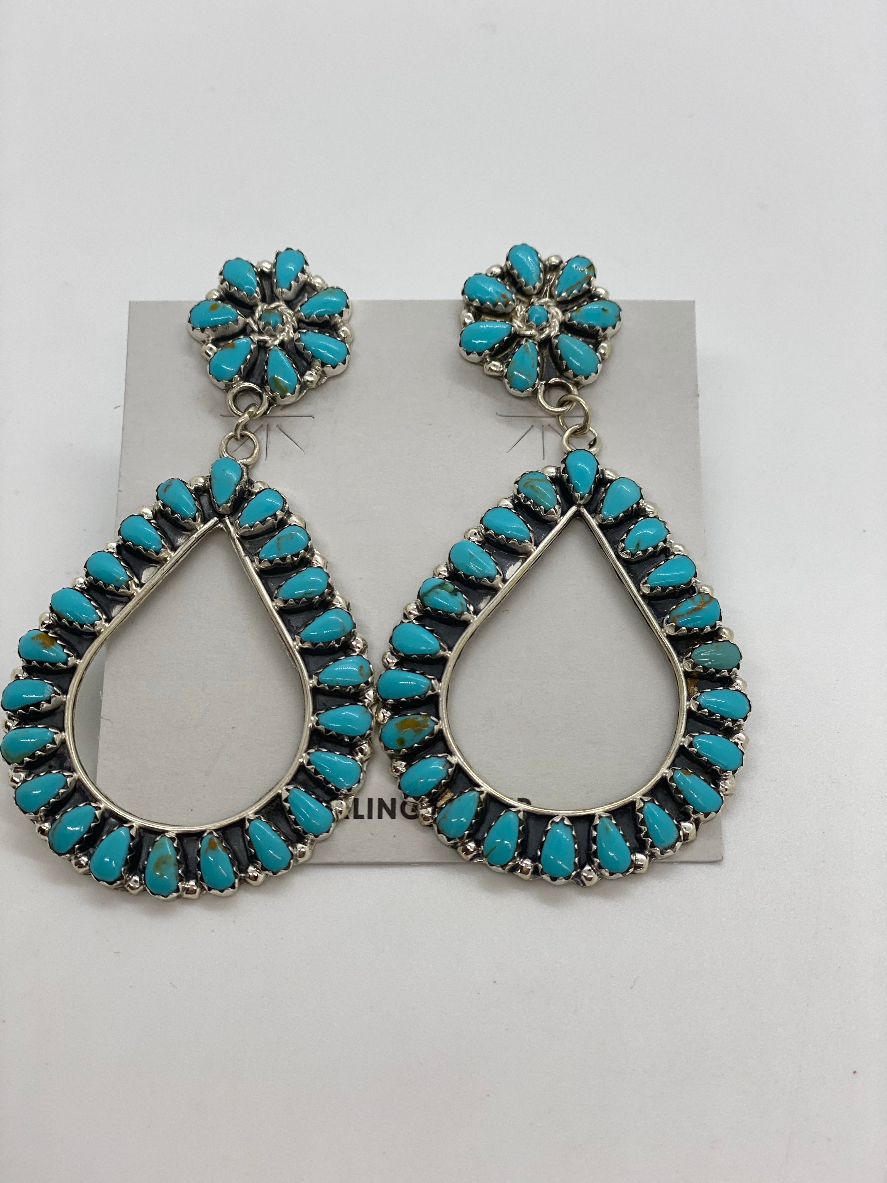 Genuine Turquoise Tear Drop Earrings – Cross H Tack & Decor